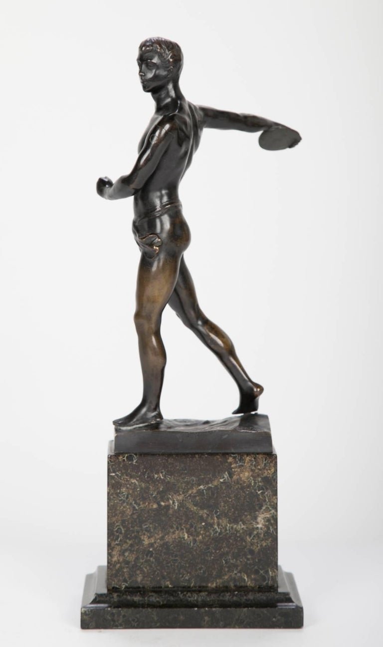 Patinated Bronze Figure of a Discus Thrower at 1stDibs