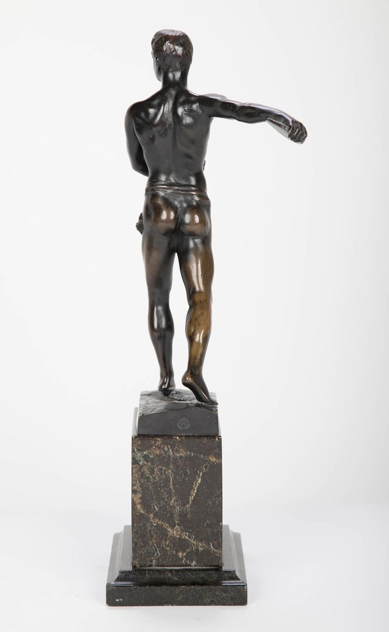 Patinated Bronze Figure of a Discus Thrower at 1stDibs
