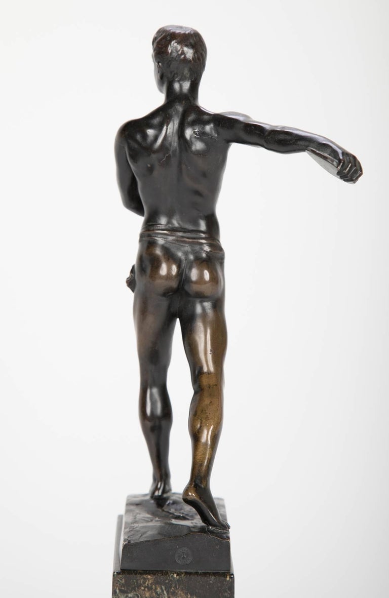 Patinated Bronze Figure of a Discus Thrower at 1stDibs