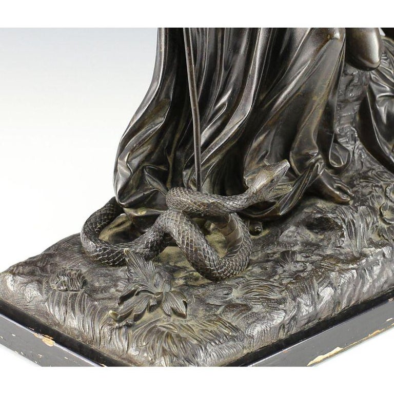 Patinated Bronze Figures, Mythological Scene W/ Man, Woman, Snake, 19th ...