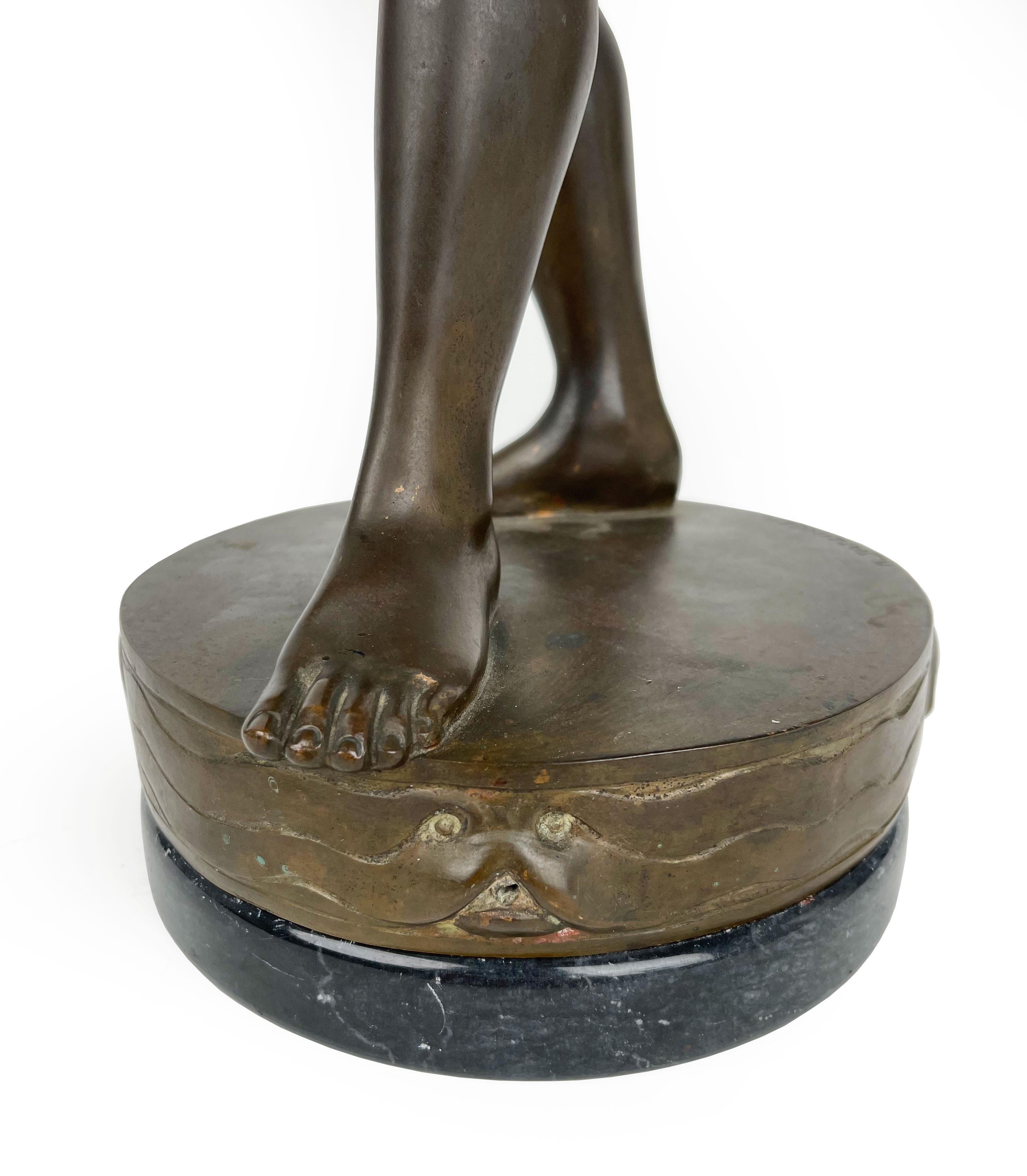 Patinated Bronze Fountain Figure of a Nude Lady With a Broken Pitcher ...