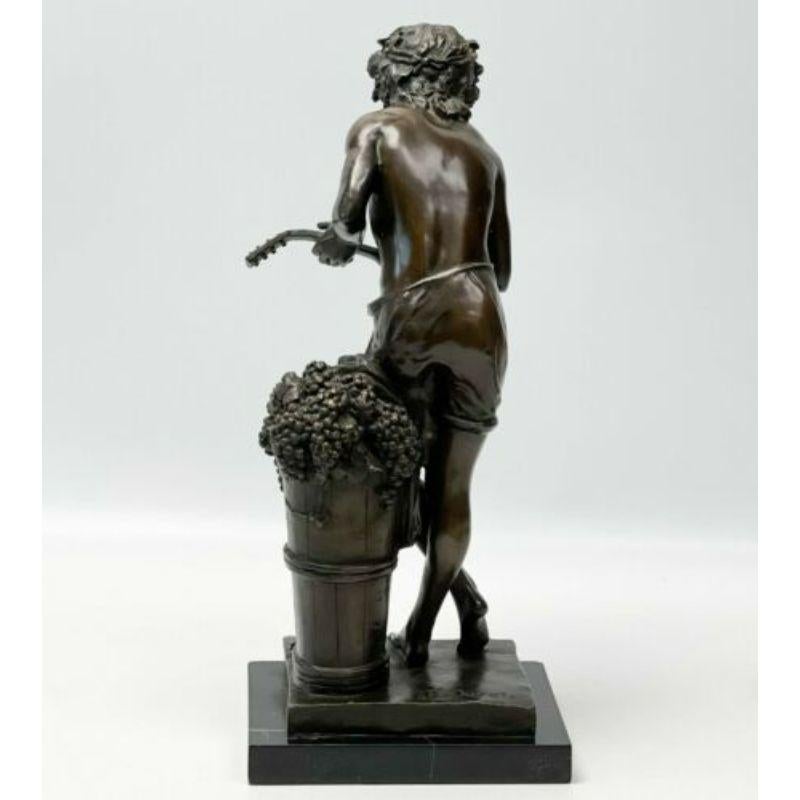 Patinated Bronze Sculpture Grape-picker Extemporizing After J Duret For ...