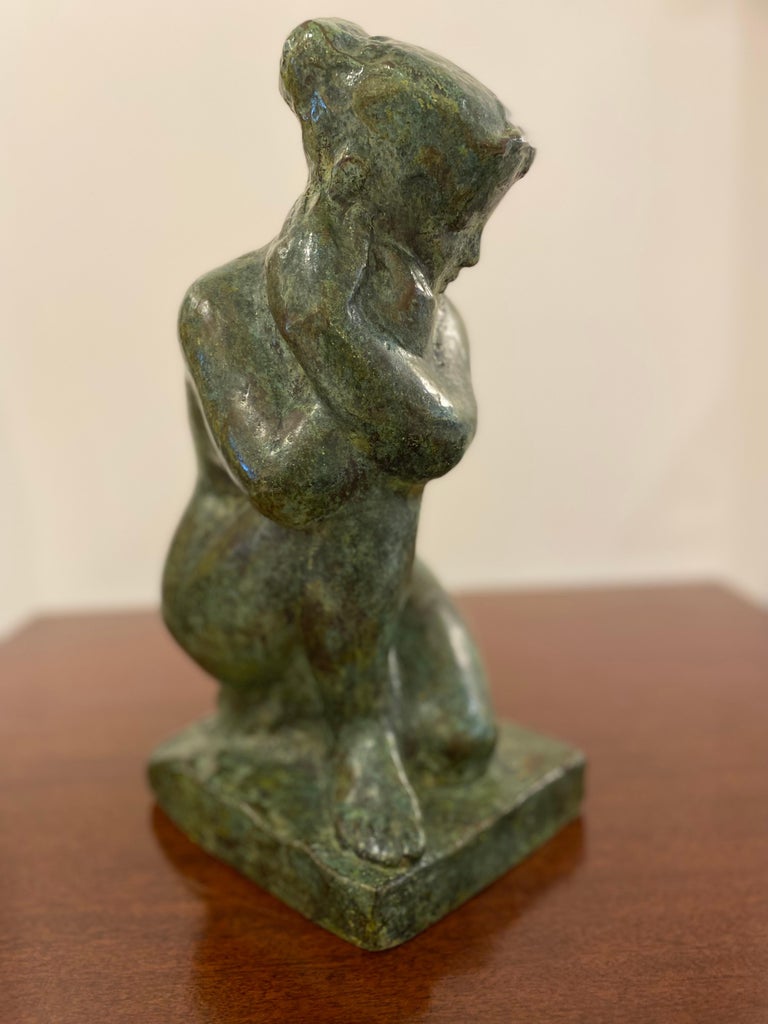Patinated Bronze Sculpture of a Kneeling Woman by Guy Charles Revol ...