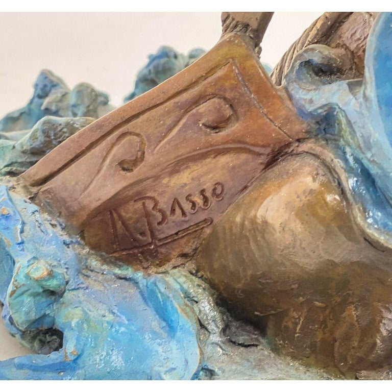 Patinated Bronze Sculpture- Woman with Shell by Angelo Basso For Sale ...