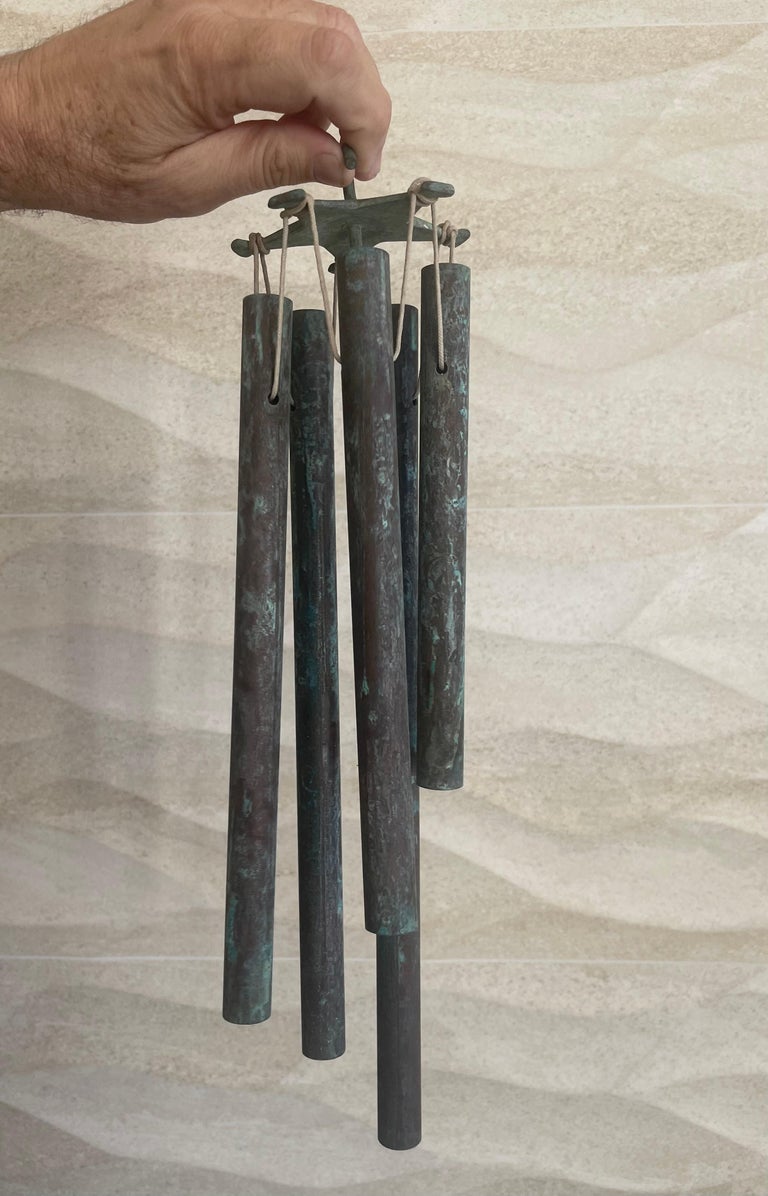 Patinated Bronze Wind Chimes in the Style of Walter Lamb For Sale at ...