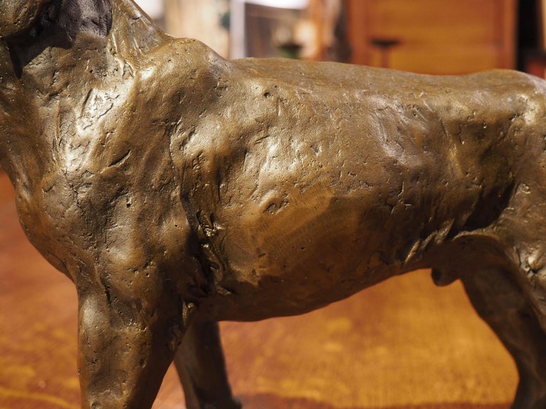 Patinated Cast Bronze Hunting Dog Sculpture, 20th Century at 1stDibs