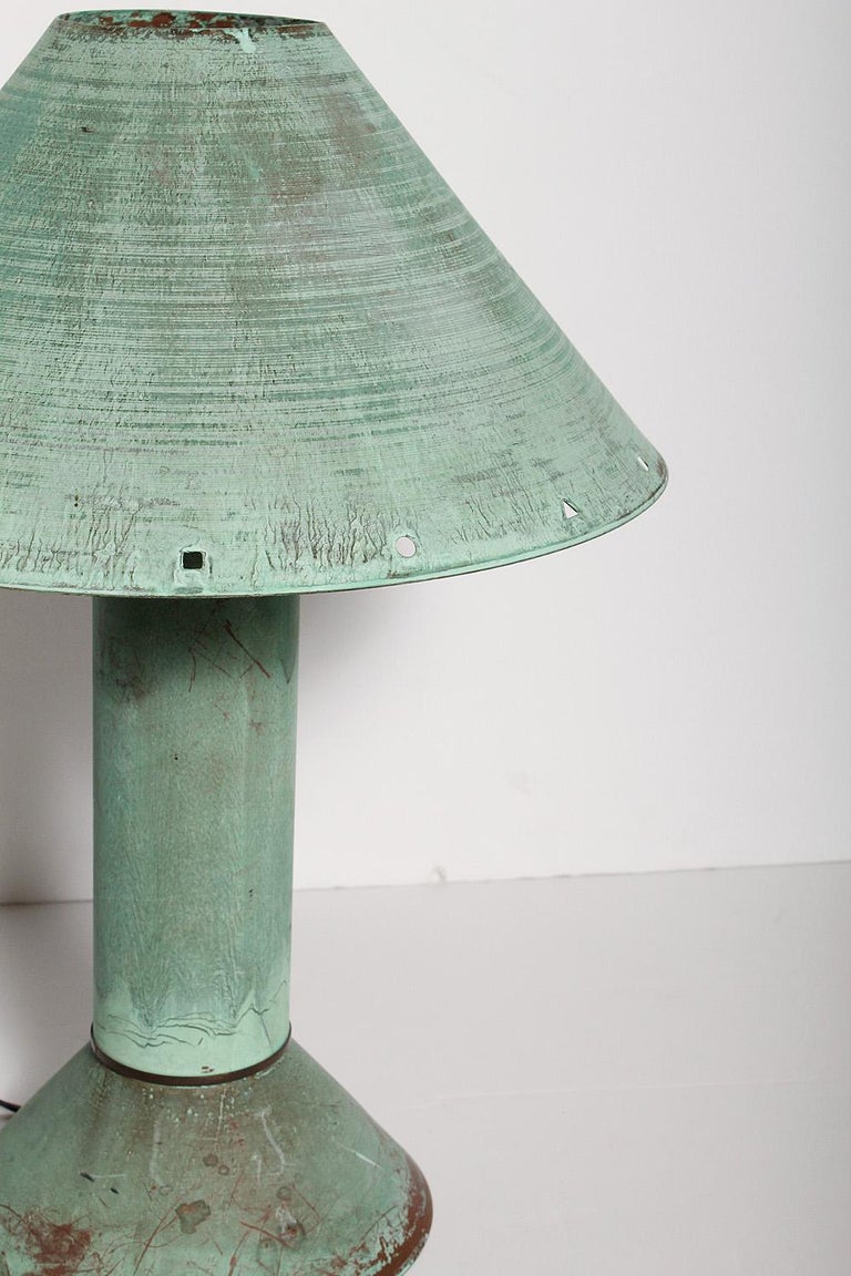 Patinated Copper Table Lamp by Ron Rezek, circa 1980 at 1stDibs
