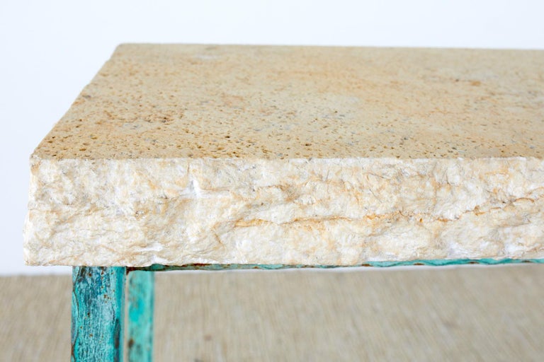 Patinated Iron and Stone Garden Console Table at 1stDibs | iron and ...