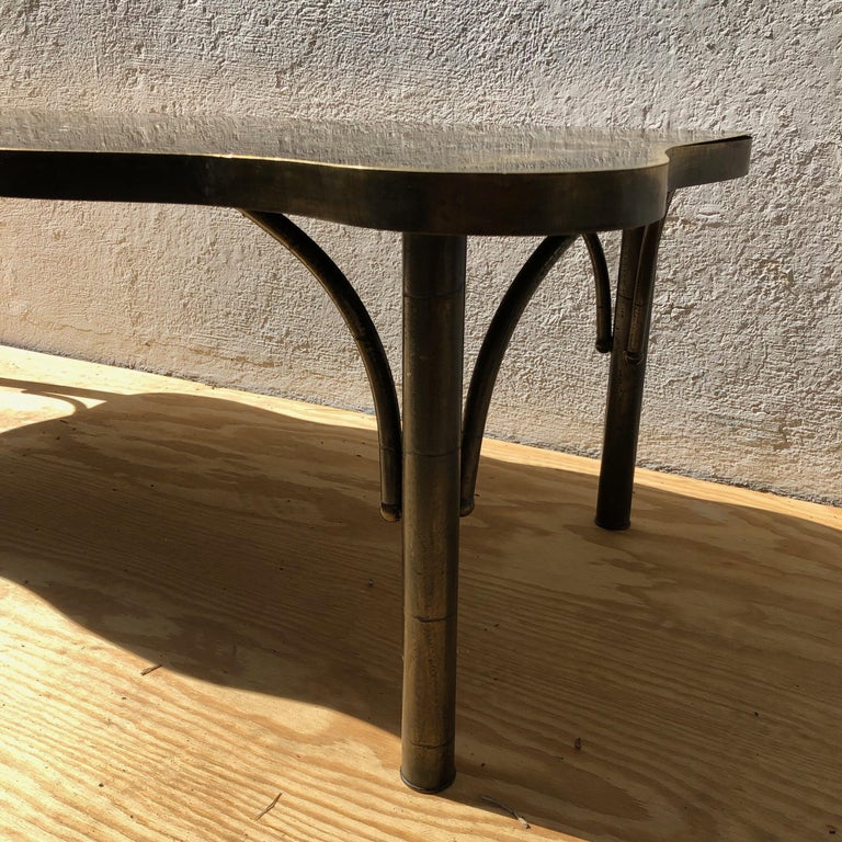 Patinated Metal Coffee Table by Philip and Kelvin LaVerne at 1stDibs