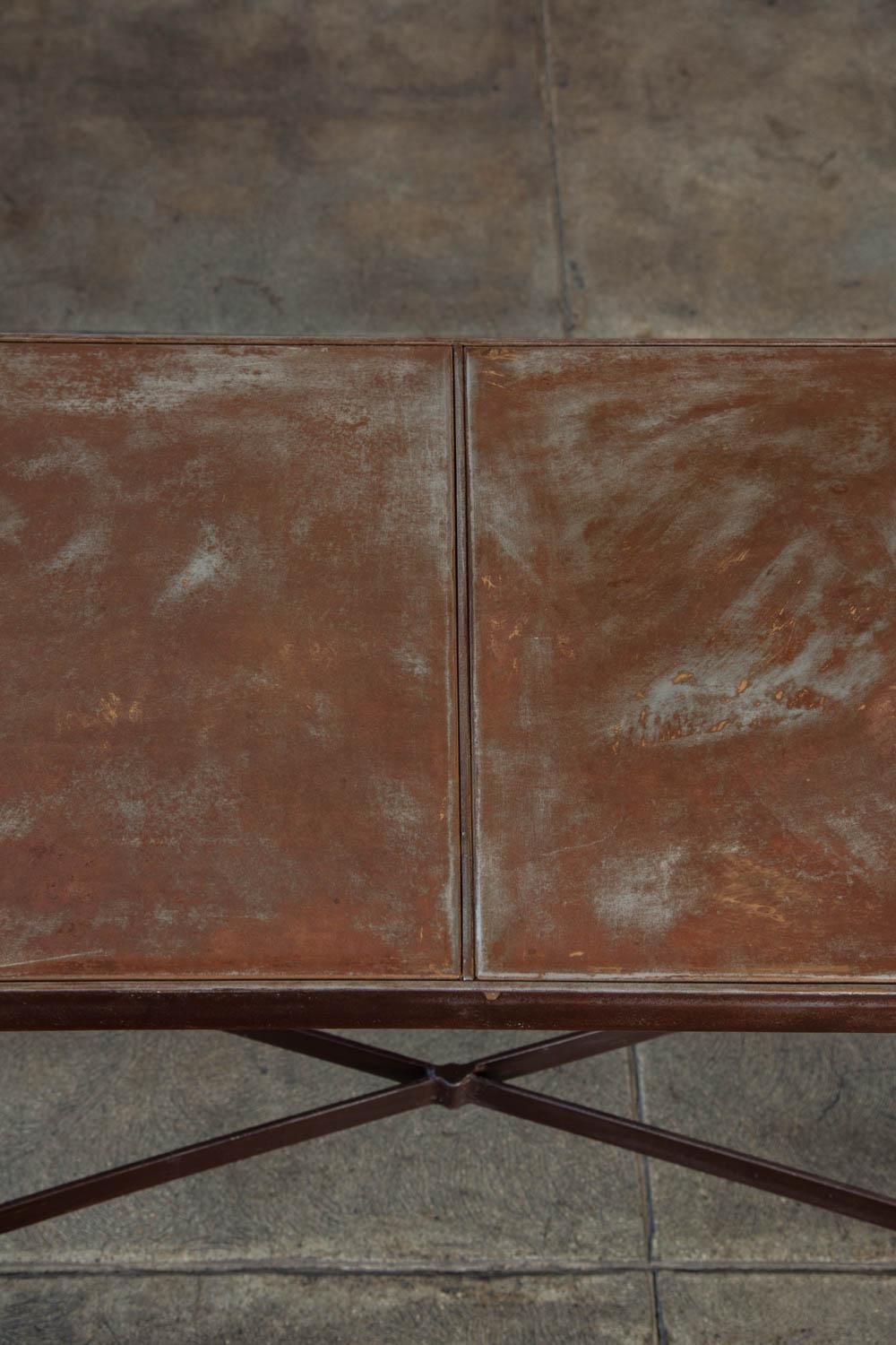 Patinated Metal Console Table at 1stDibs