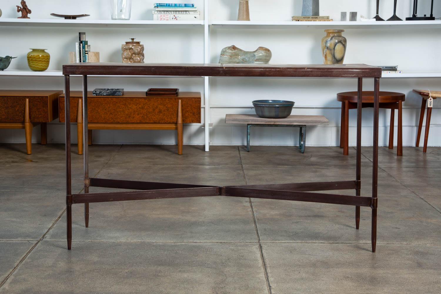 Patinated Metal Console Table at 1stDibs