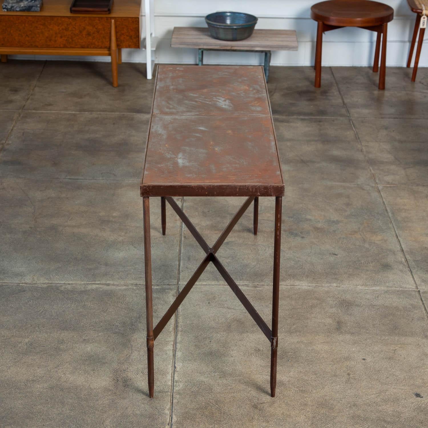 Patinated Metal Console Table at 1stDibs