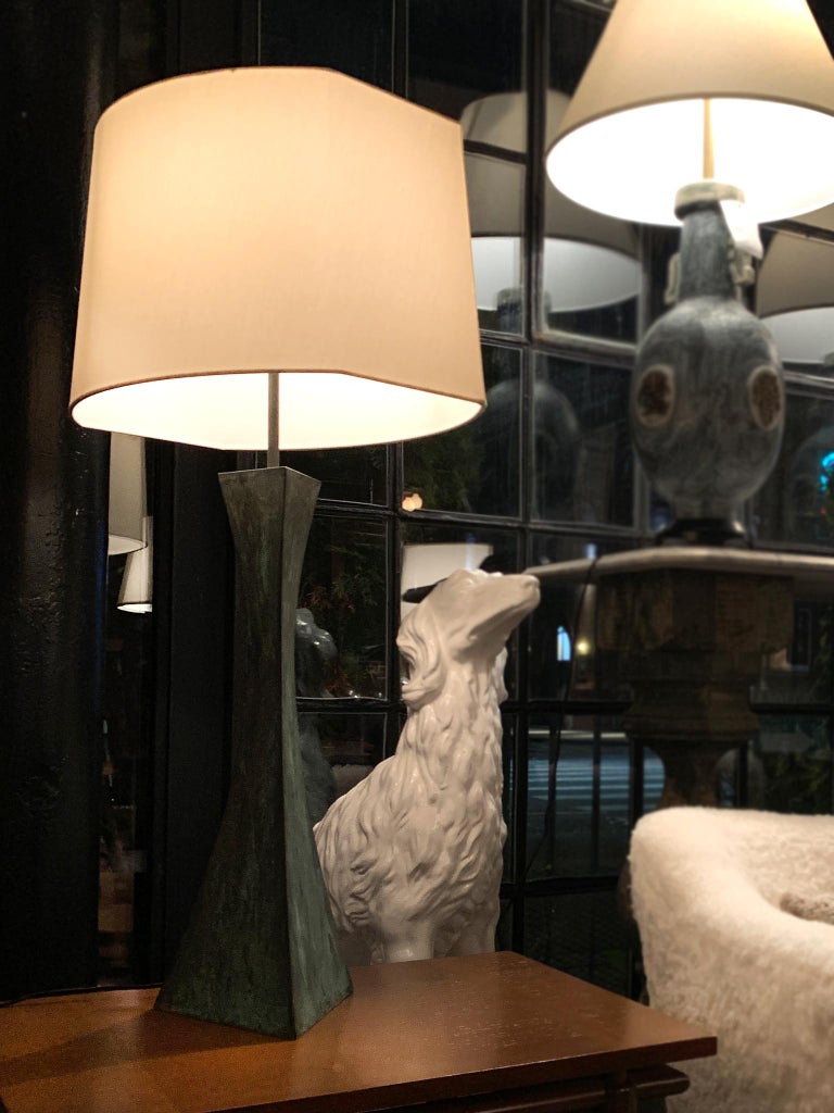 Patinated Metal Table Lamps in the Style of Stewart Ross James, a Pair ...