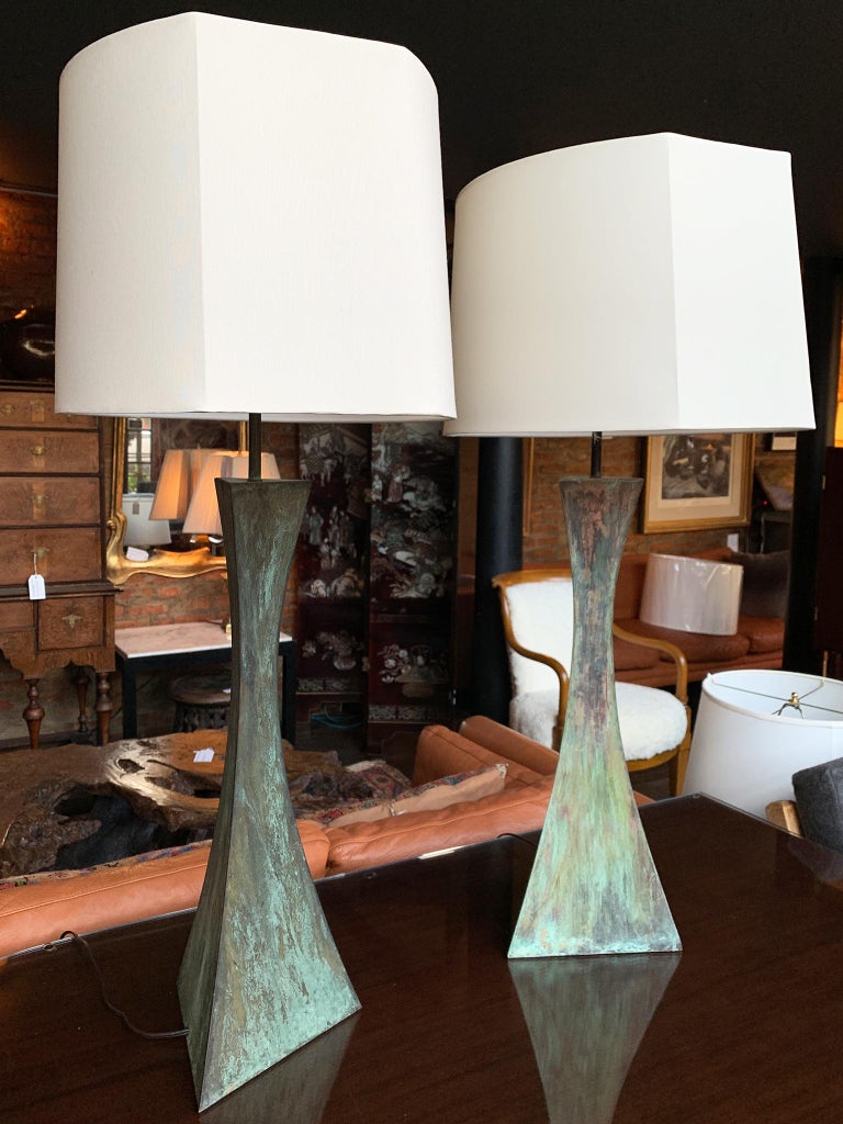 Patinated Metal Table Lamps in the Style of Stewart Ross James, a Pair ...