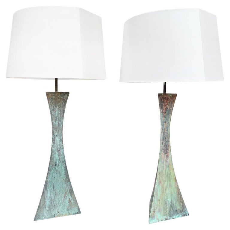 Patinated Metal Table Lamps in the Style of Stewart Ross James, a Pair ...