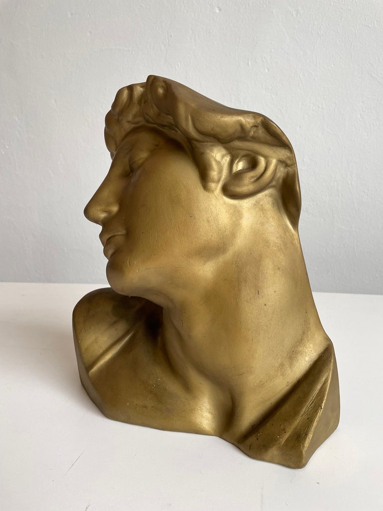 Patinated Plaster Bust of a Dying Slave, Michelangelo, Cast by Mulaza ...