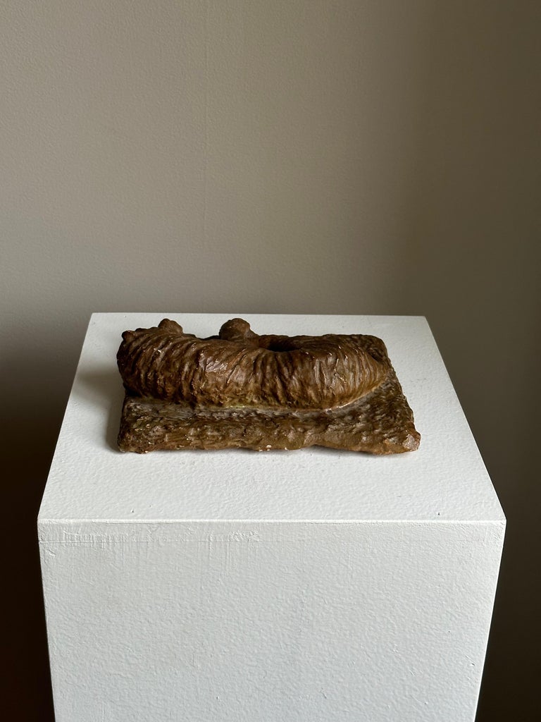 Patinated Plaster Sculpture of Resting Tiger, Signed Frisendahl, Paris ...