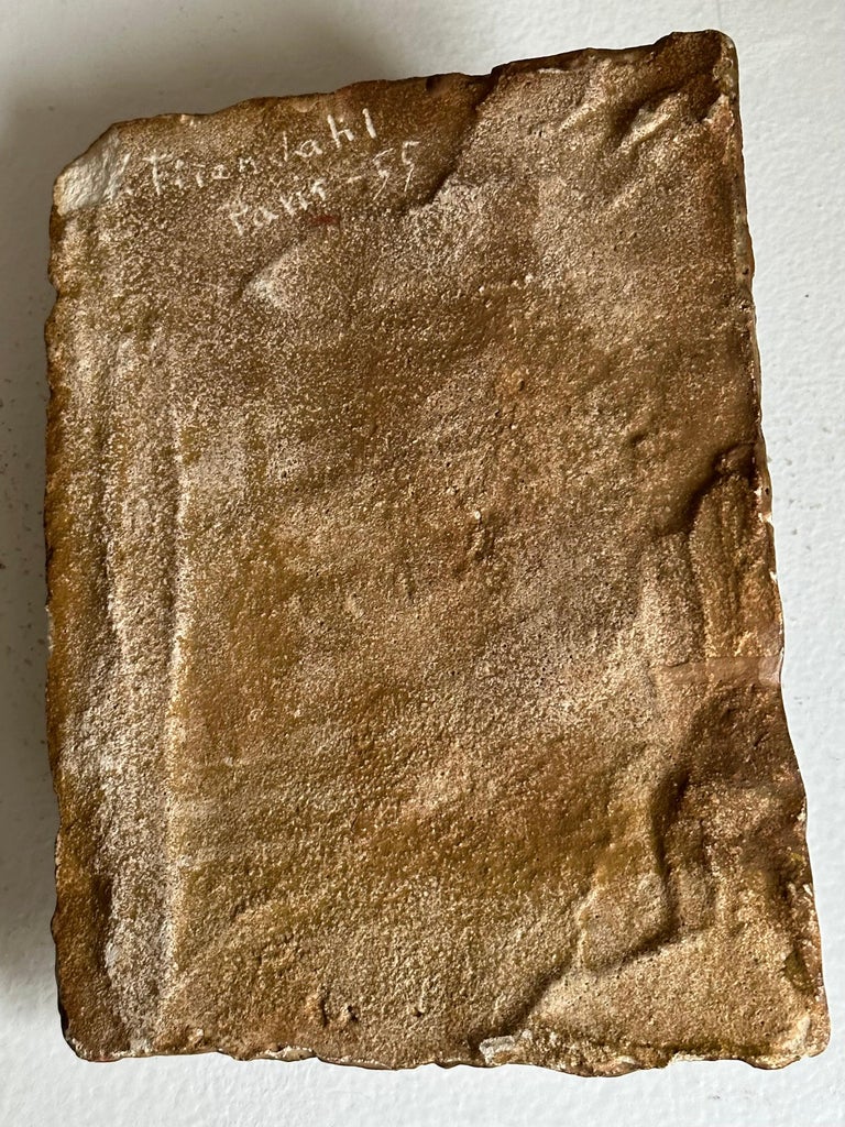 Patinated Plaster Sculpture of Resting Tiger, Signed Frisendahl, Paris ...