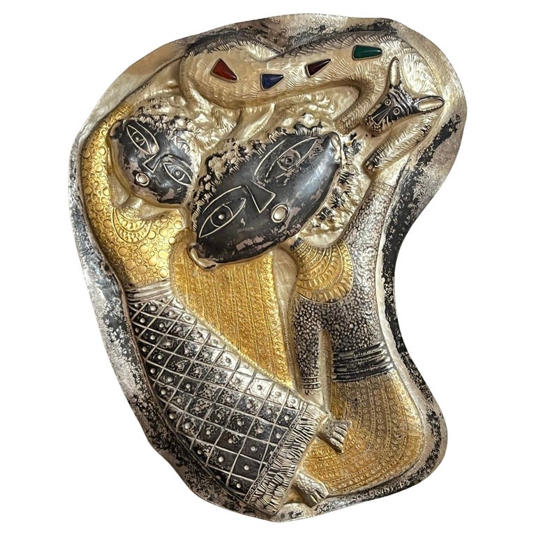 Patinated Silver Figural Plaque by Roberto Ceccherini from 1963 For ...