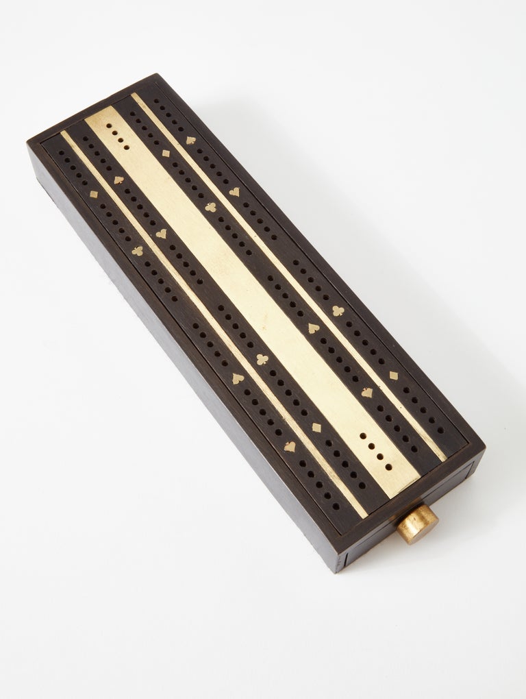 Handmade Cribbage Board with Brass Inlay and Magnetic Storage Drawers ...