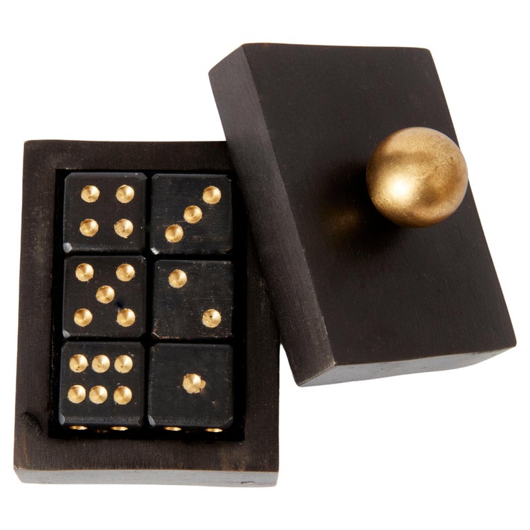 Patinated Steel and Brass Dice Box For Sale at 1stDibs