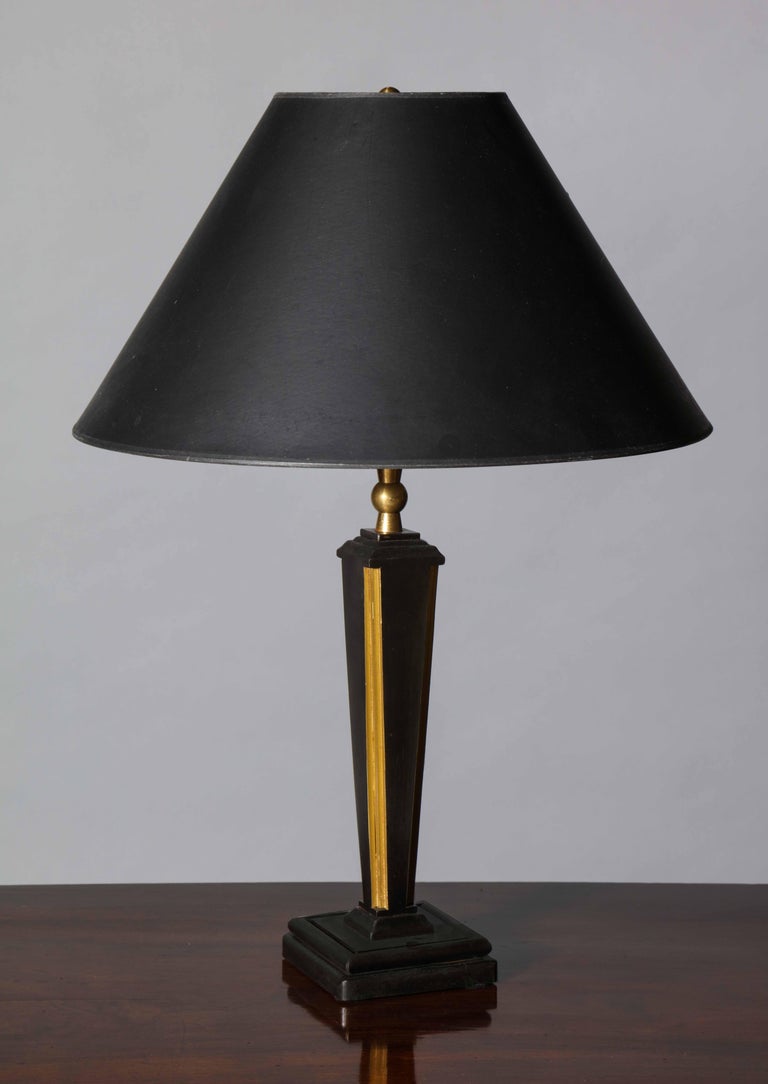 Patinated Steel and Brass 'Inverted' Table Lamp with Gold Detail For ...