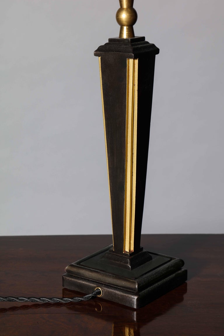 Patinated Steel and Brass 'Inverted' Table Lamp with Gold Detail For ...