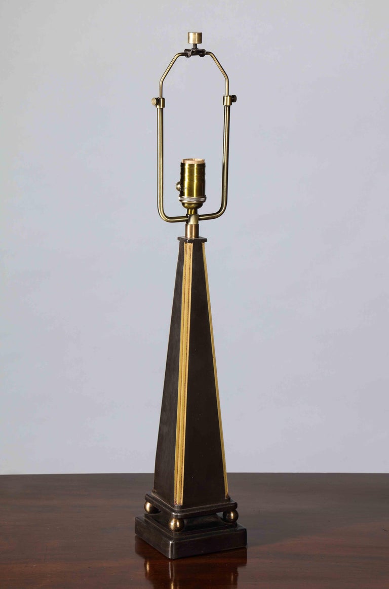 Contemporary Neoclassical 'Obelisk' Table Lamp with Gold Detailing For ...