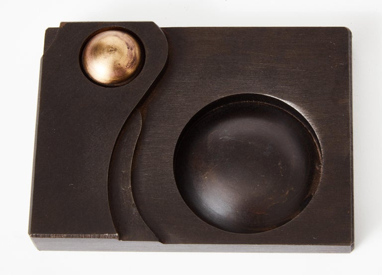 Felt Lined Steel and Brass 'Waveform' Paperweight For Sale at 1stDibs