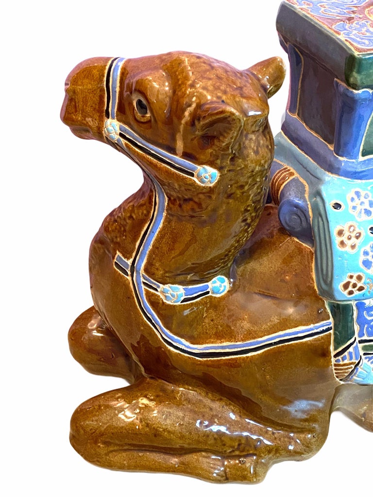 Patio Decoration Ceramic Hollywood Regency Camel Garden Stool or Side ...