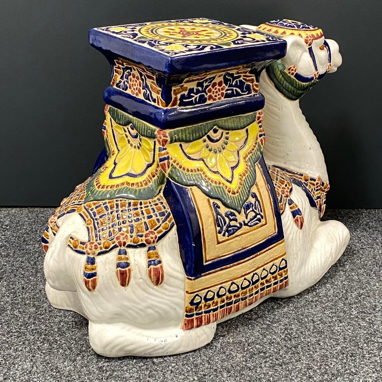 Patio Decoration Ceramic Hollywood Regency Camel Garden Stool or Side ...