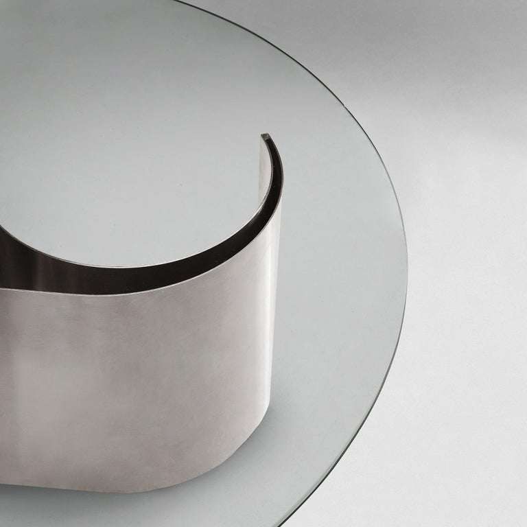 Patrice Maffei 'Comète' Coffee Table in Glass and Stainless Steel For ...