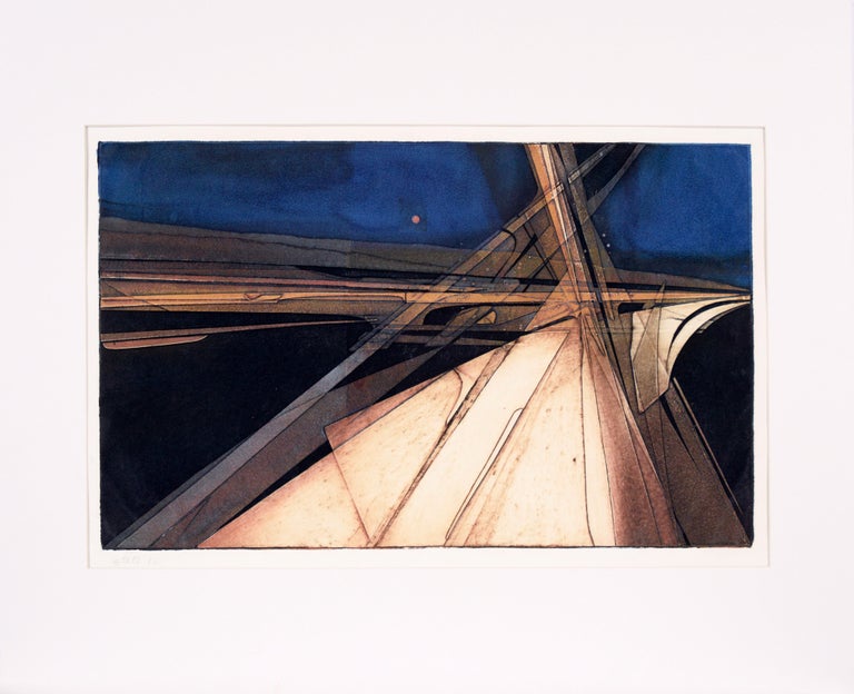 Patricia A. Pearce - "State 12" Blue Abstract Geometric Lithograph by ...