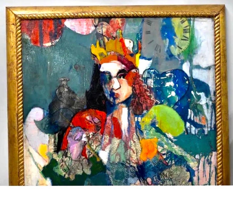 Patricia Nix - Large Figurative Abstract Expressionist King Collage Oil ...