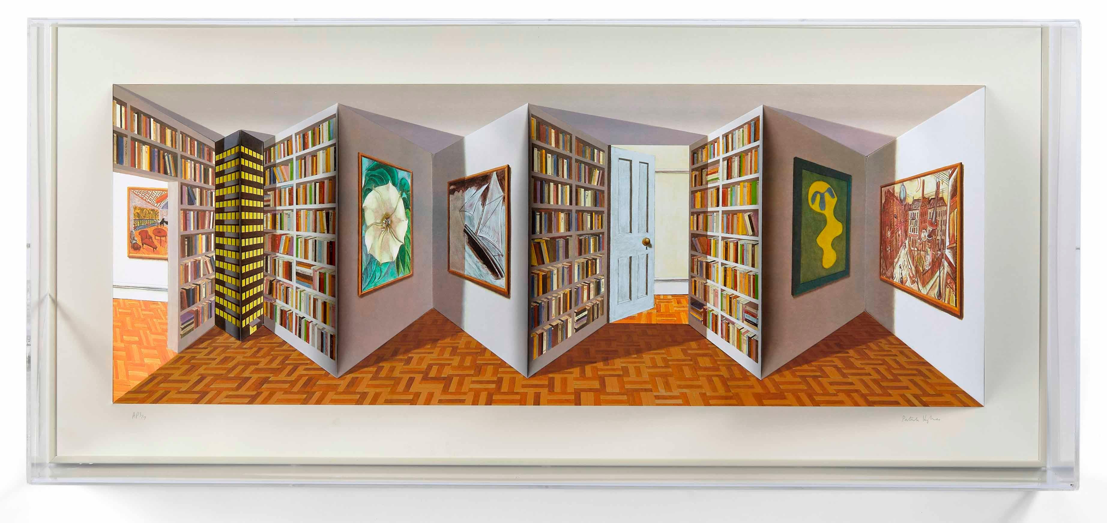 Patrick Hughes - Flat Hughes 3D Optical Library Books Modern ...