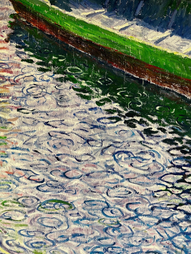 Patrick Marie - Huge French Impressionist Oil Painting Wooden Punt Boat ...