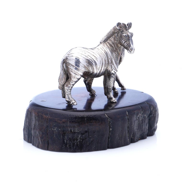 Patrick Mavros 925 Sterling Silver Zebra and Foal Figurine on a ...