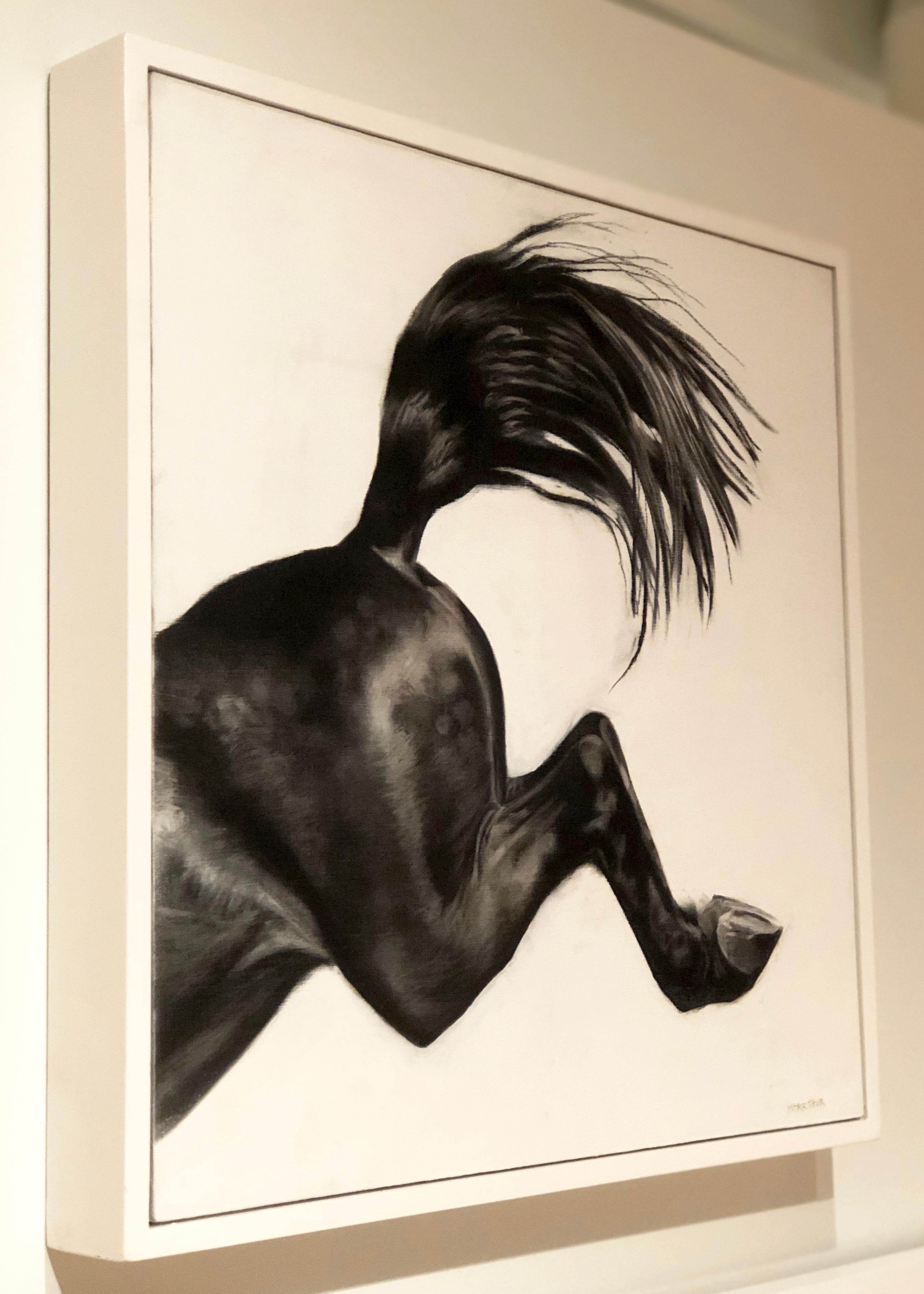 Patsy McArthur - Over the Edge, Horse art by Patsy McArthur, Charcoal, gesso and acrylic on wood ...