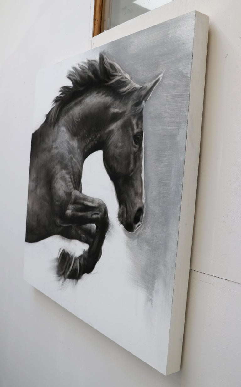 Patsy McArthur - Powder Boy, Horse Drawing, Charcoal, gesso and acrylic wooden panel. at 1stDibs