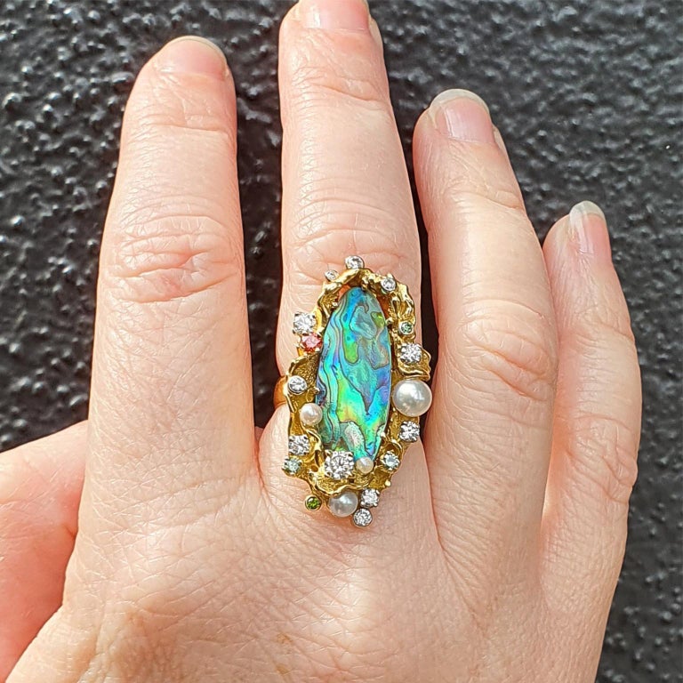 Paul Amey 18k Gold, Diamond and Paua Shell Ring For Sale at 1stDibs ...
