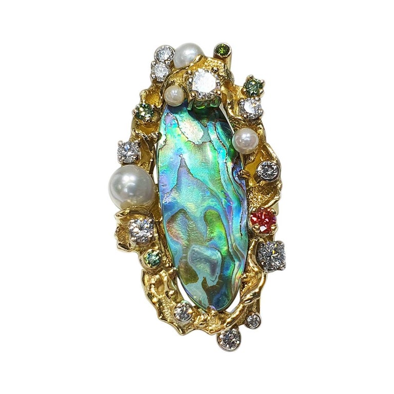 Paul Amey 18k Gold, Diamond and Paua Shell Ring For Sale at 1stDibs ...
