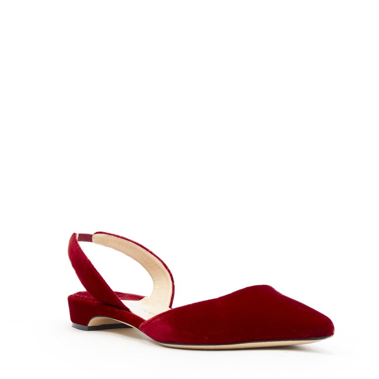 PAUL ANDREW Rhea red velvet sling back point toe flats EU38 For Sale at ...