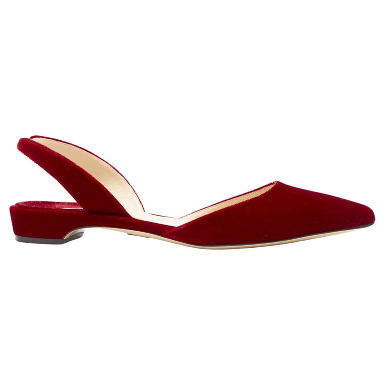 PAUL ANDREW Rhea red velvet sling back point toe flats EU38 For Sale at ...