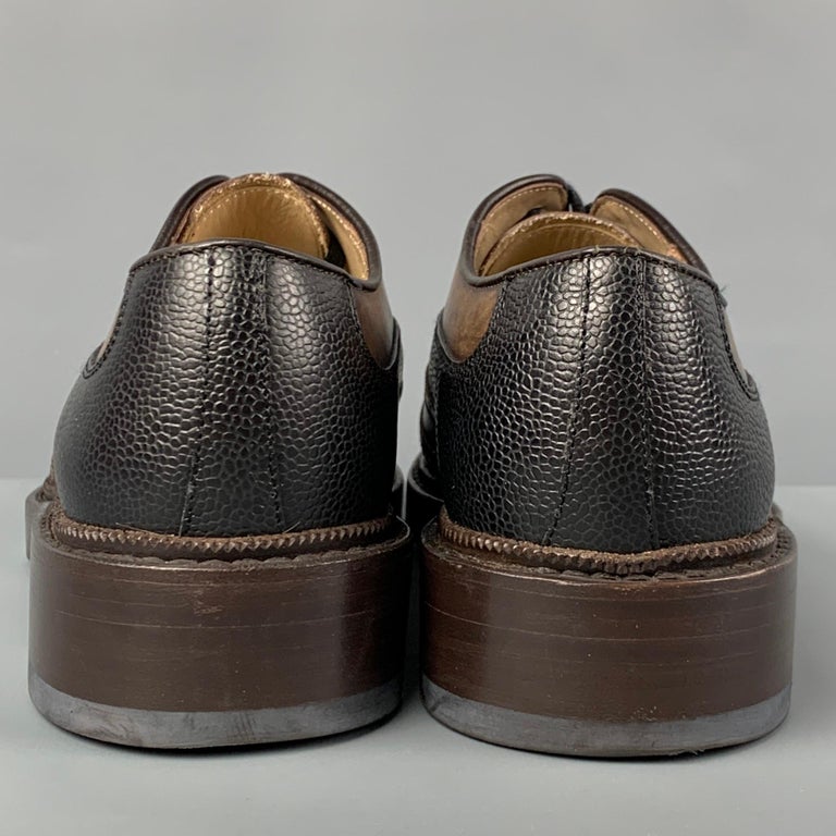 PAUL ANDREW Size 10 Brown Black Antique Leather Lace Up Shoes For Sale ...