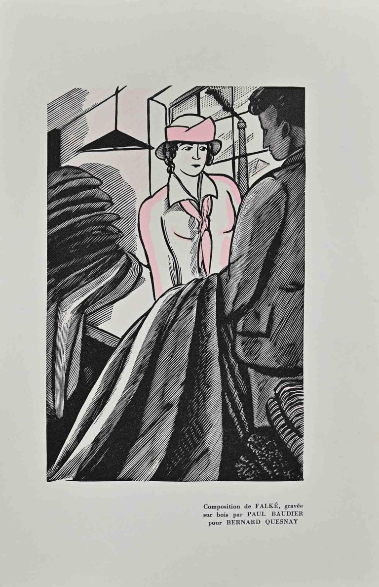 Paul Baudier - Rendez-vous - Original Woodcut Print by Paul Baudier ...