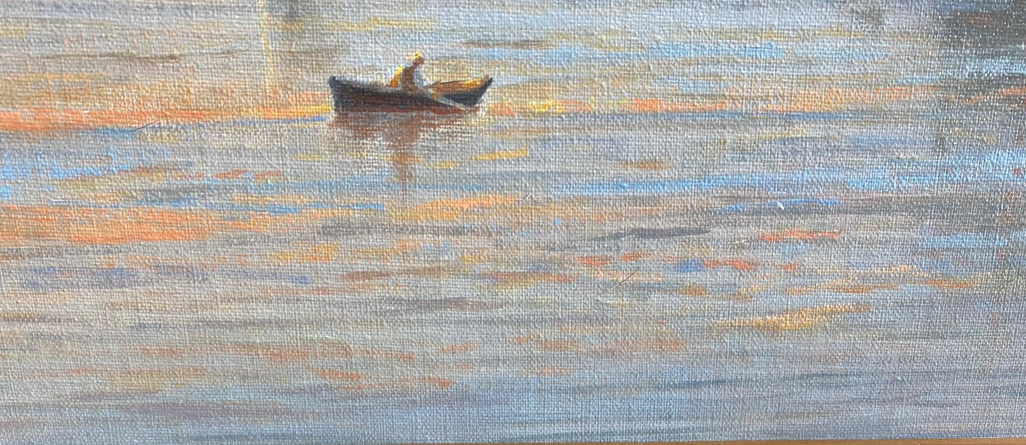 Paul Beebe - Quiet Evening on the Hudson, original impressionist marine ...