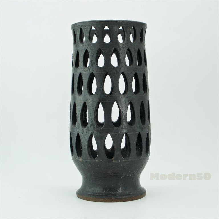 Paul Bellardo Teardrop Perforated Studio Pottery Sculptural Vase For ...