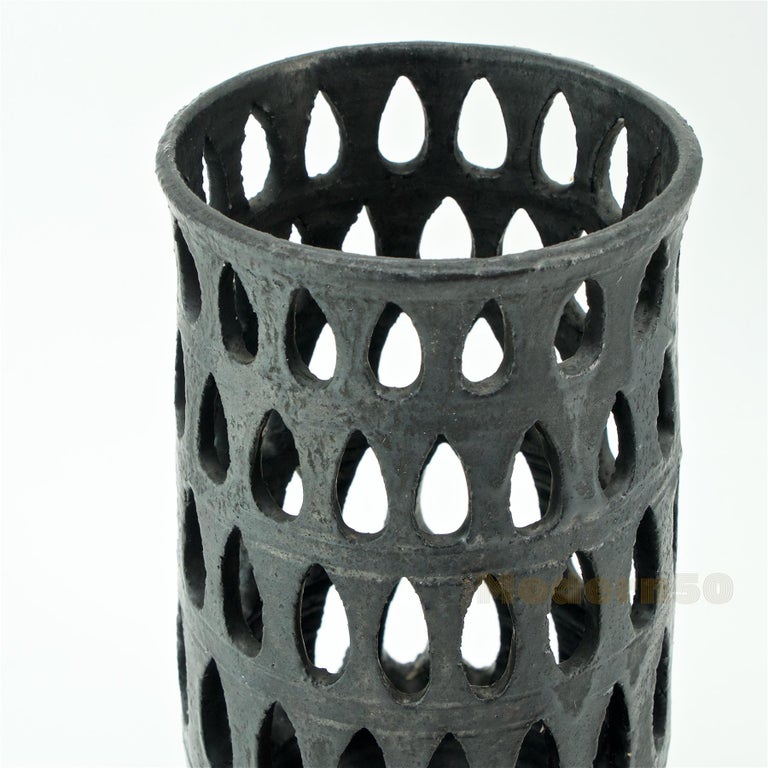 Paul Bellardo Teardrop Perforated Studio Pottery Sculptural Vase For ...