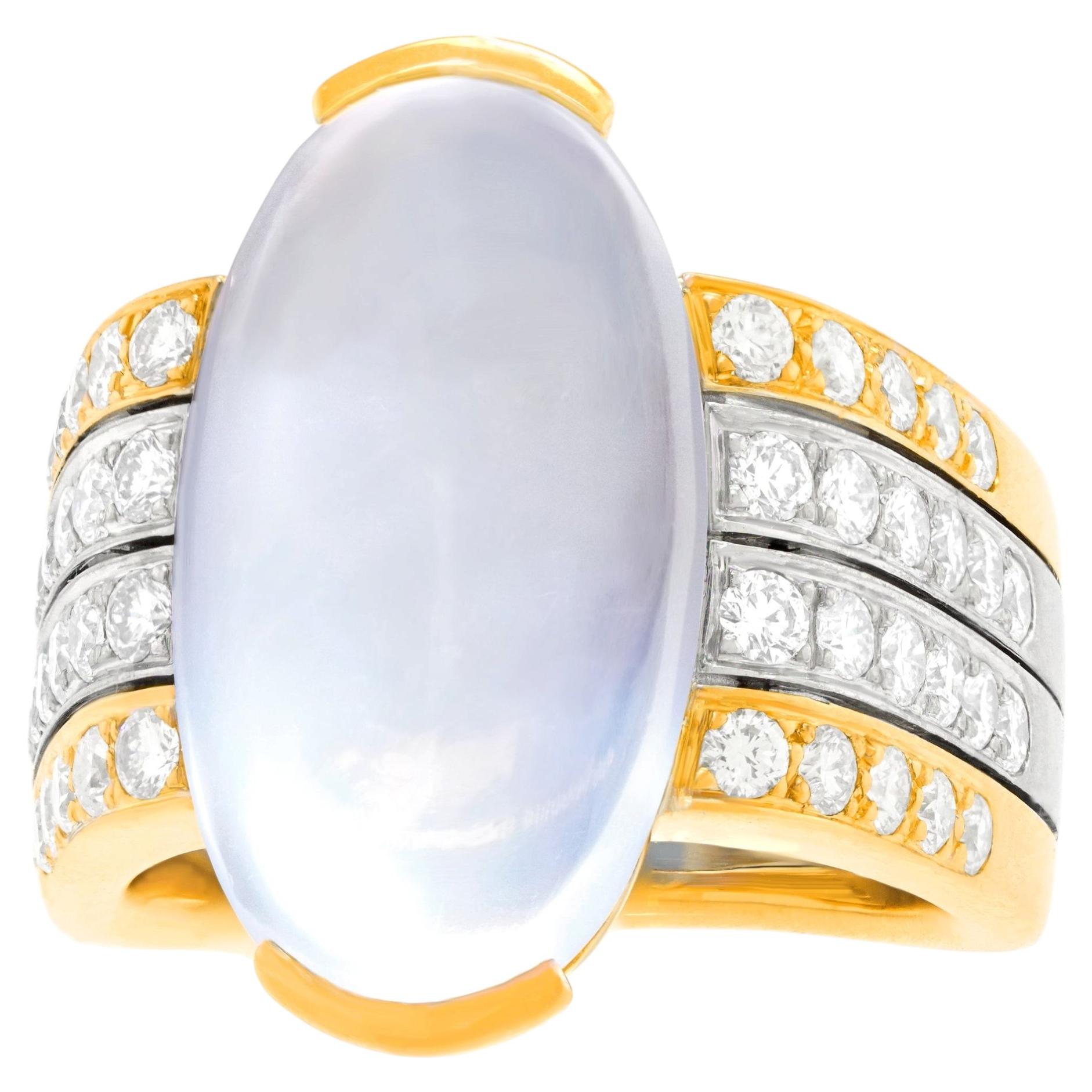 Paul Binder Hyper Modern Moonstone and Diamond Ring For Sale at 1stDibs