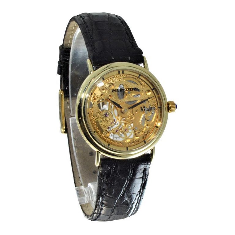 Paul Breguette 14 Karat Solid Gold Unique Skeleton Watch at 1stDibs ...